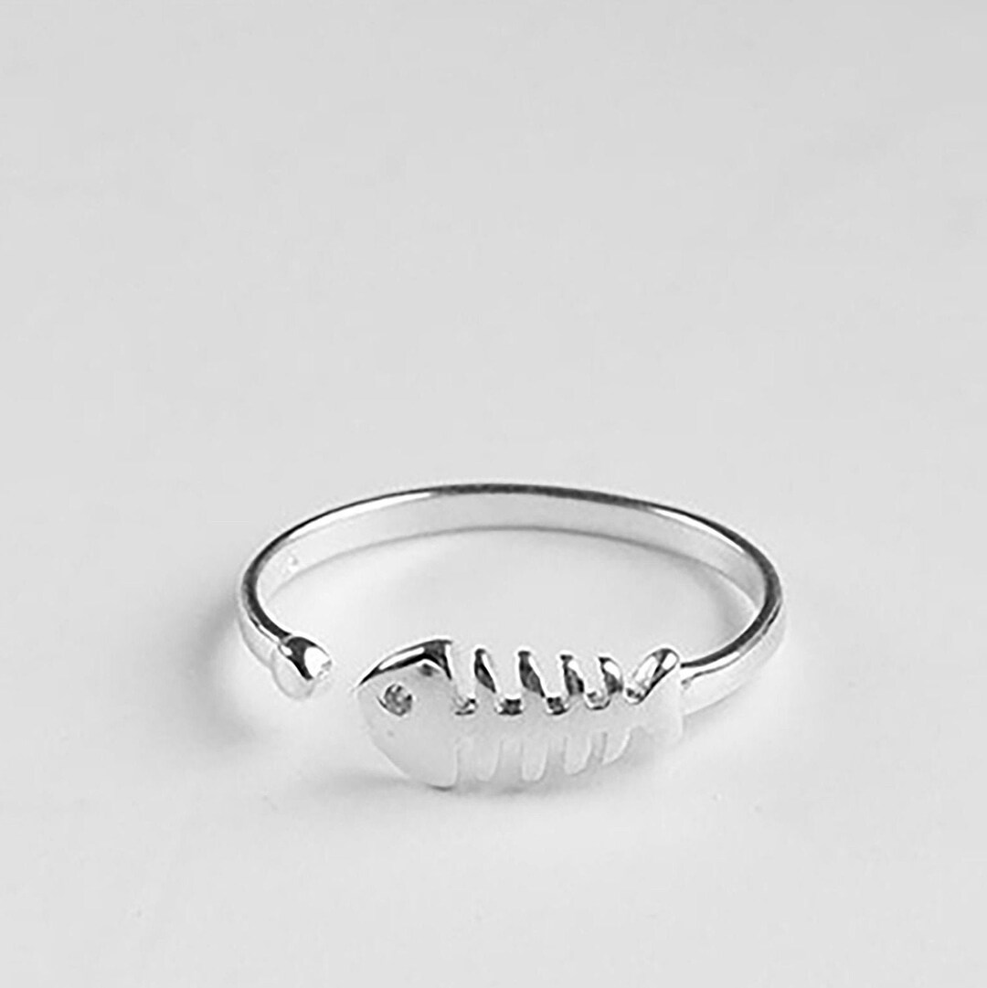 Fishbone Silver Ring 925 Sterling Silver Ring Adjustable - Etsy