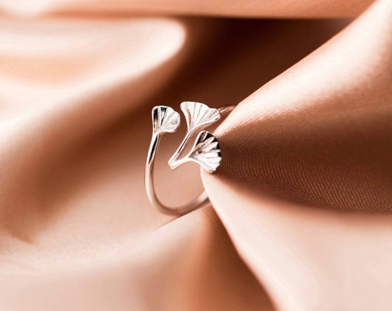 Ginkgo Leaves Ring 925 Sterling Silver Adjustable Ring - Etsy