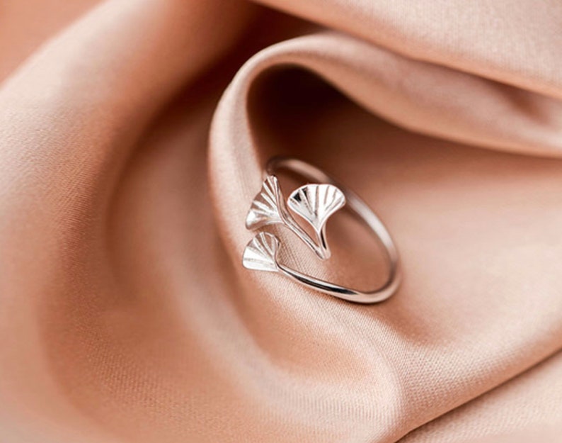 Ginkgo Leaves Ring 925 Sterling Silver Adjustable Ring - Etsy