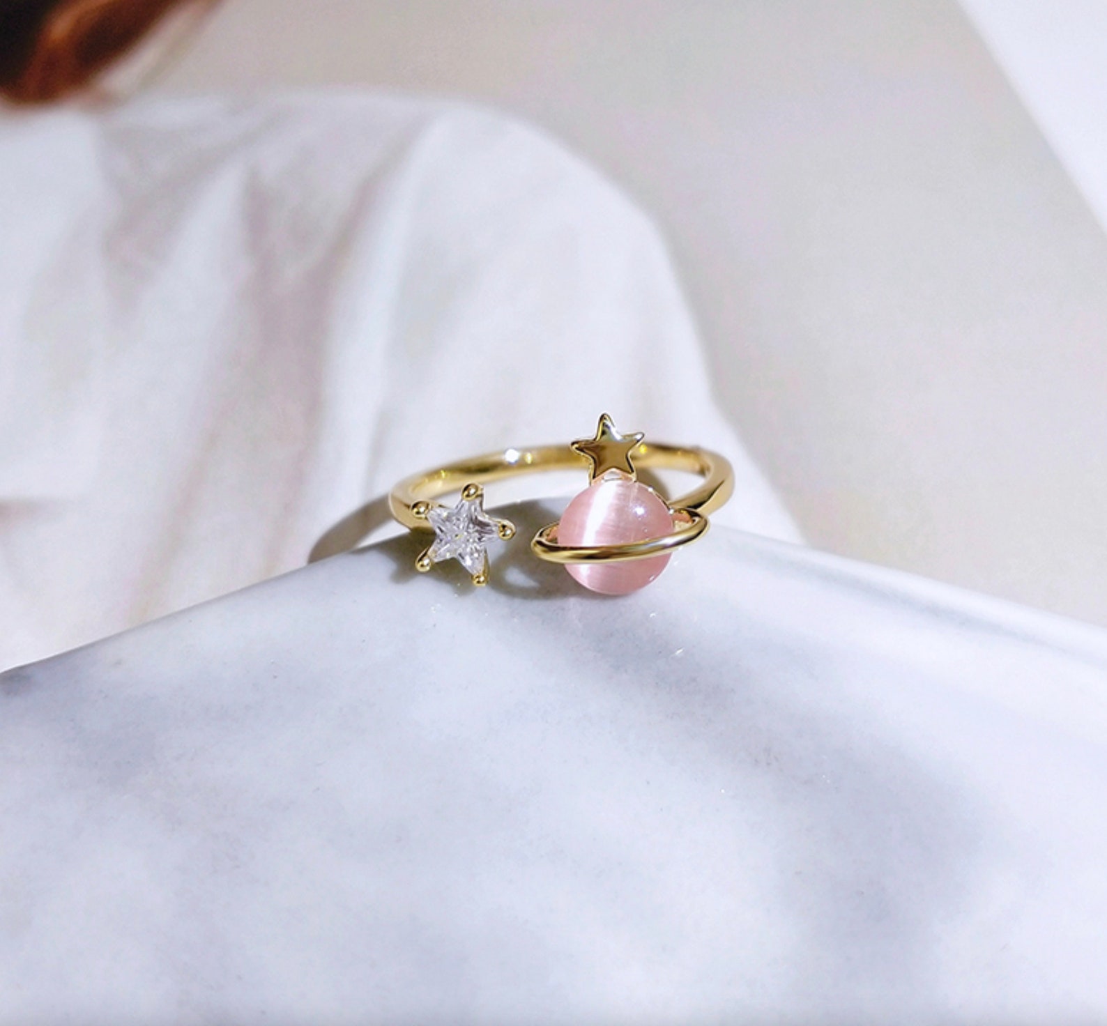 Planet and Stars Zircon Ring Gold Adjustable Ring Special - Etsy