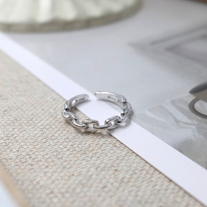 Cable Chain Ring Chain Link Ring Thin Chain Ring 925 Sterling Silver ...