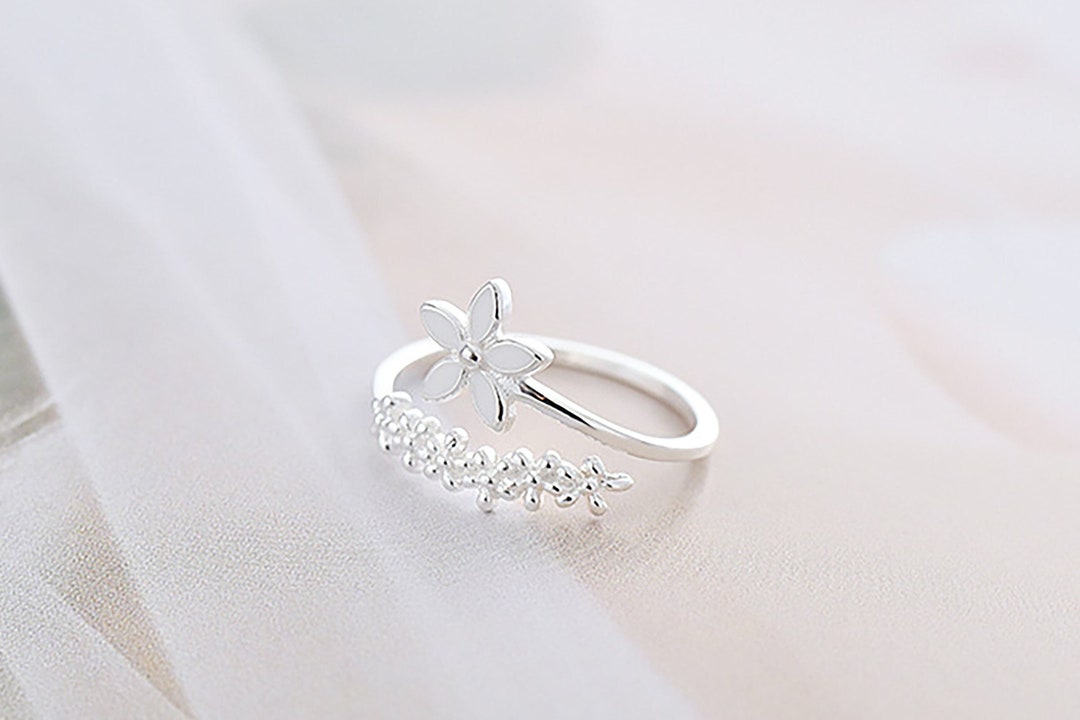 Simple Delicate Flower Ring Elegant Floral Ring 925 Sterling Silver ...