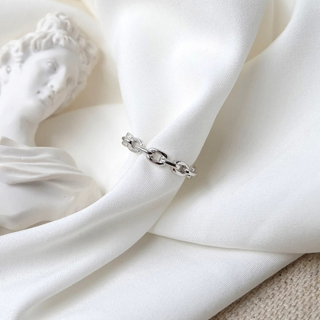 Cable Chain Ring Chain Link Ring Thin Chain Ring 925 Sterling Silver ...