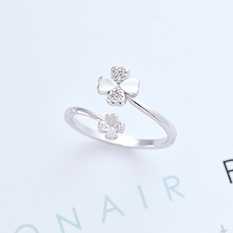 925 Silver Four-leaved Clover Ring Adjustable Ring Special | Etsy