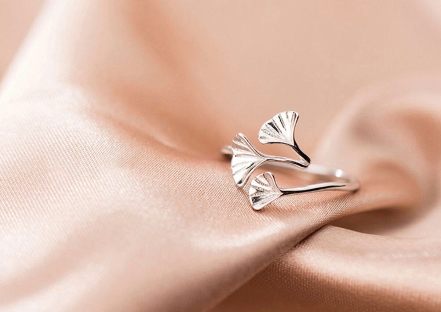 Ginkgo Leaves Ring 925 Sterling Silver Adjustable Ring - Etsy