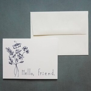 Hand Drawn Floral Collection Hello, Friend Card - Etsy