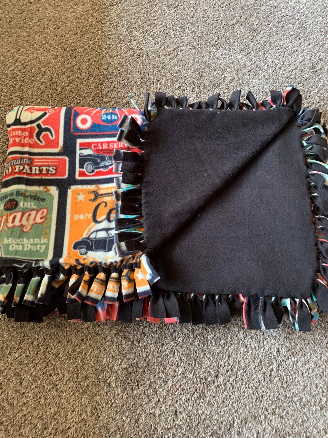 Garage/vintage Cars Fleece Tie Blanket - Etsy