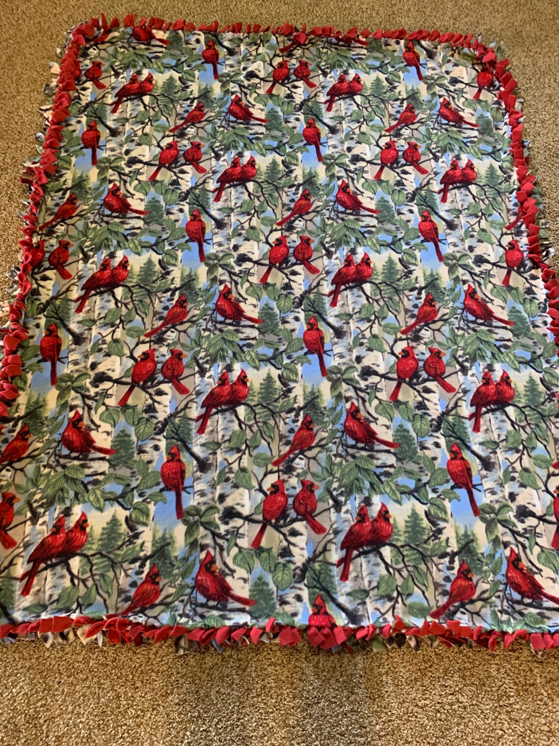 Red Cardinal Bird Fleece Tie Blanket | Etsy