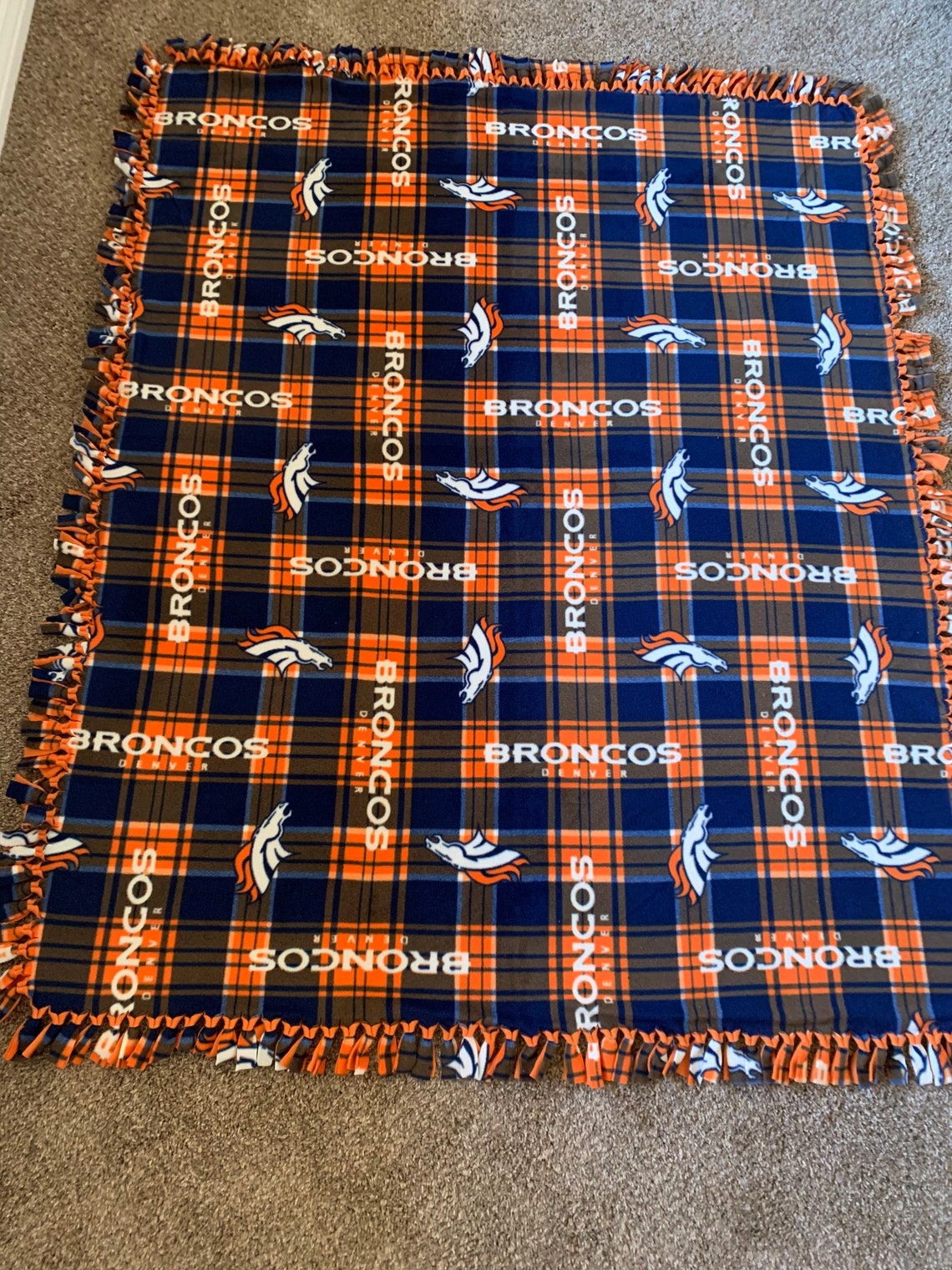 Denver Broncos Fleece Tie Blanket | Etsy