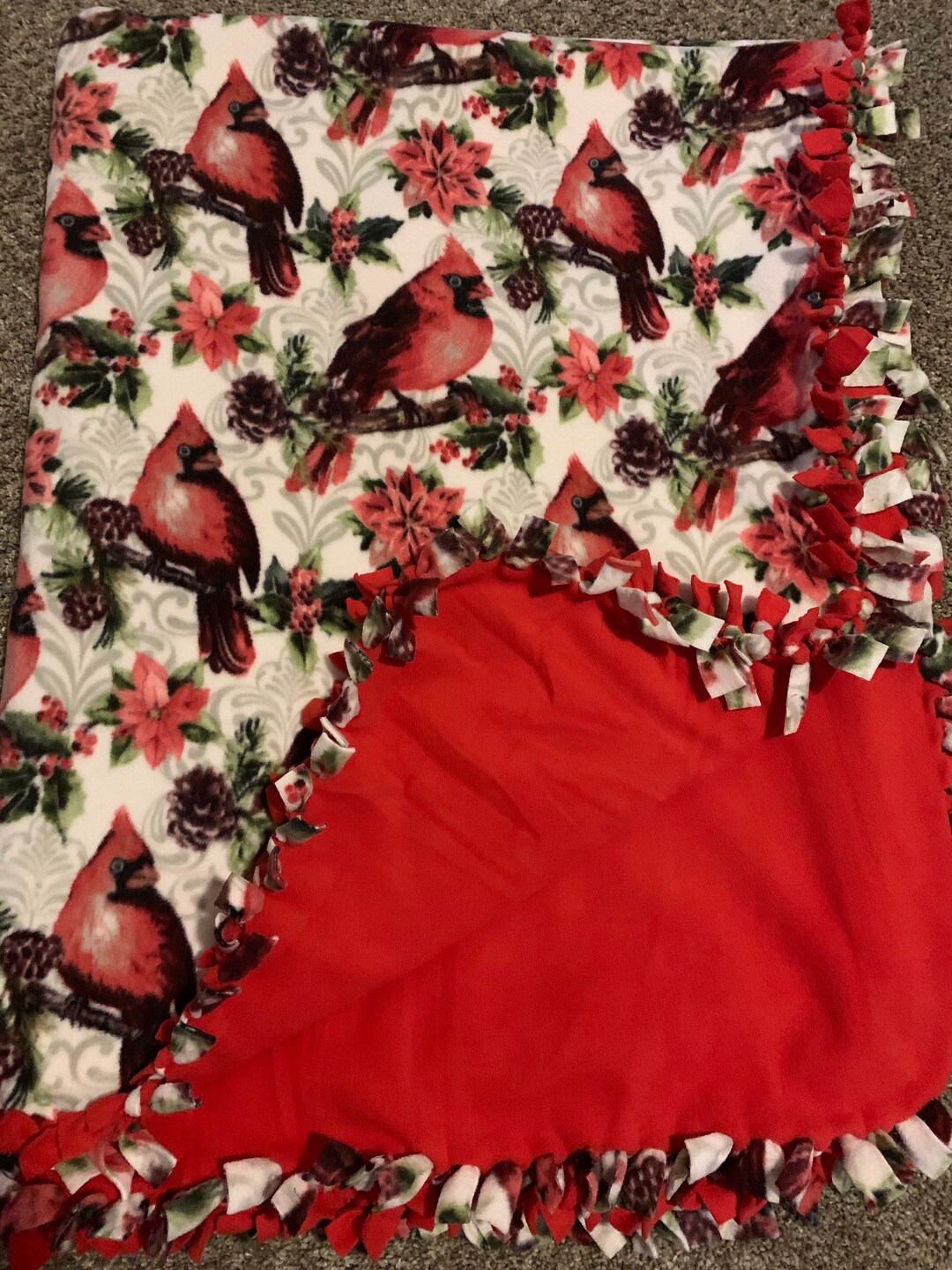 Red Cardinal Bird Fleece Tie Blanket - Etsy