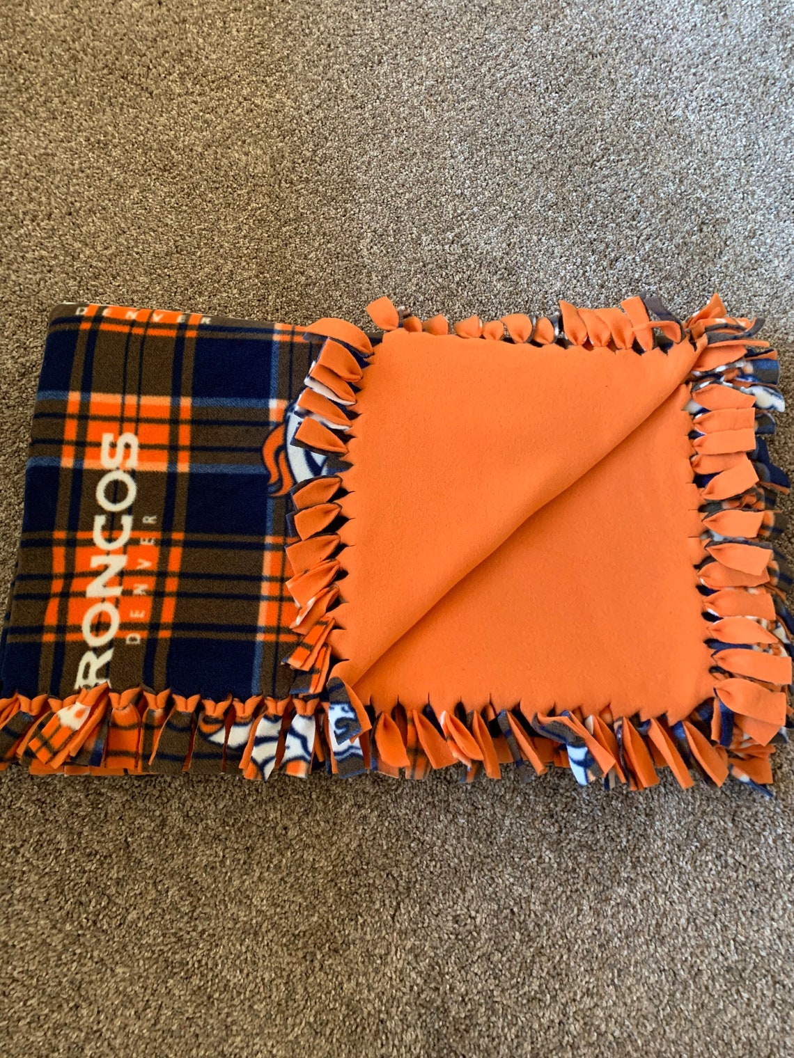 Denver Broncos Fleece Tie Blanket | Etsy