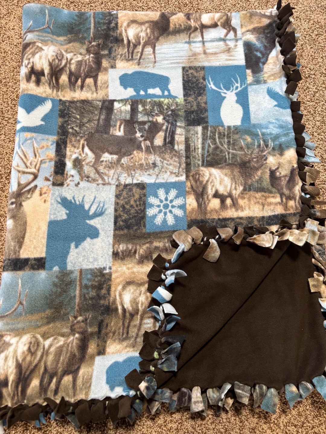 Wildlife Moose/elk/deer Fleece Tie Blanket - Etsy