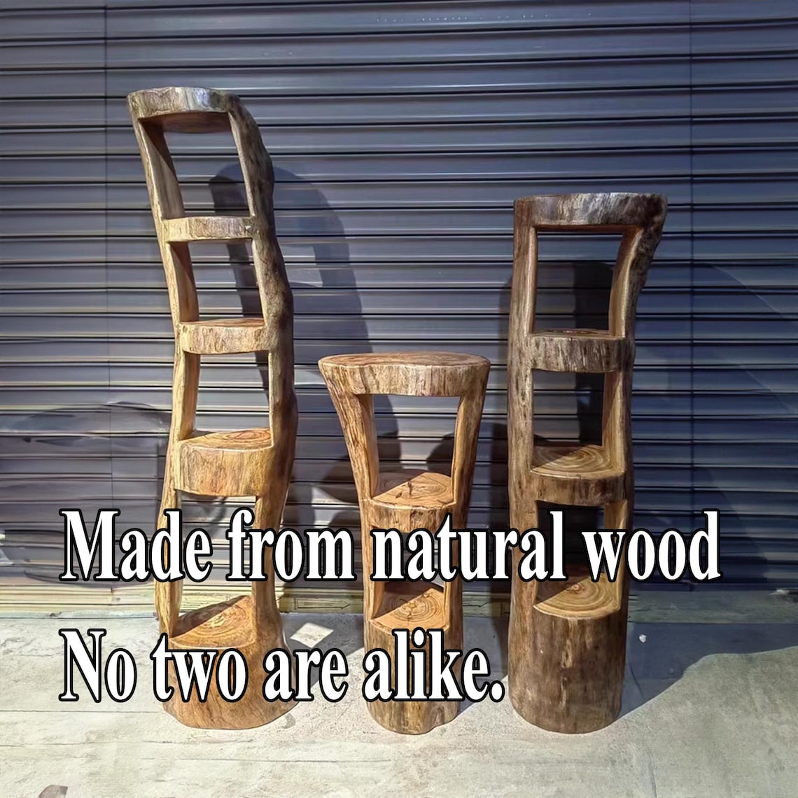 Solid Wood Bookcase Log Corner Shelves Bookcase Free Standing Rustic ...