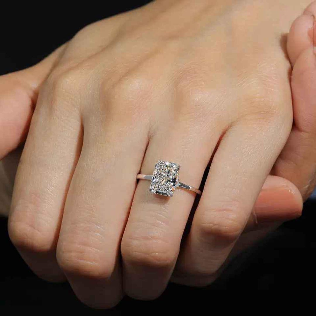 2.50 CT Radiant Cut Lab-created Diamond Ring in 14K White Gold ...