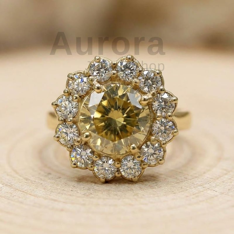 Floral Halo Diamond Ring - Etsy