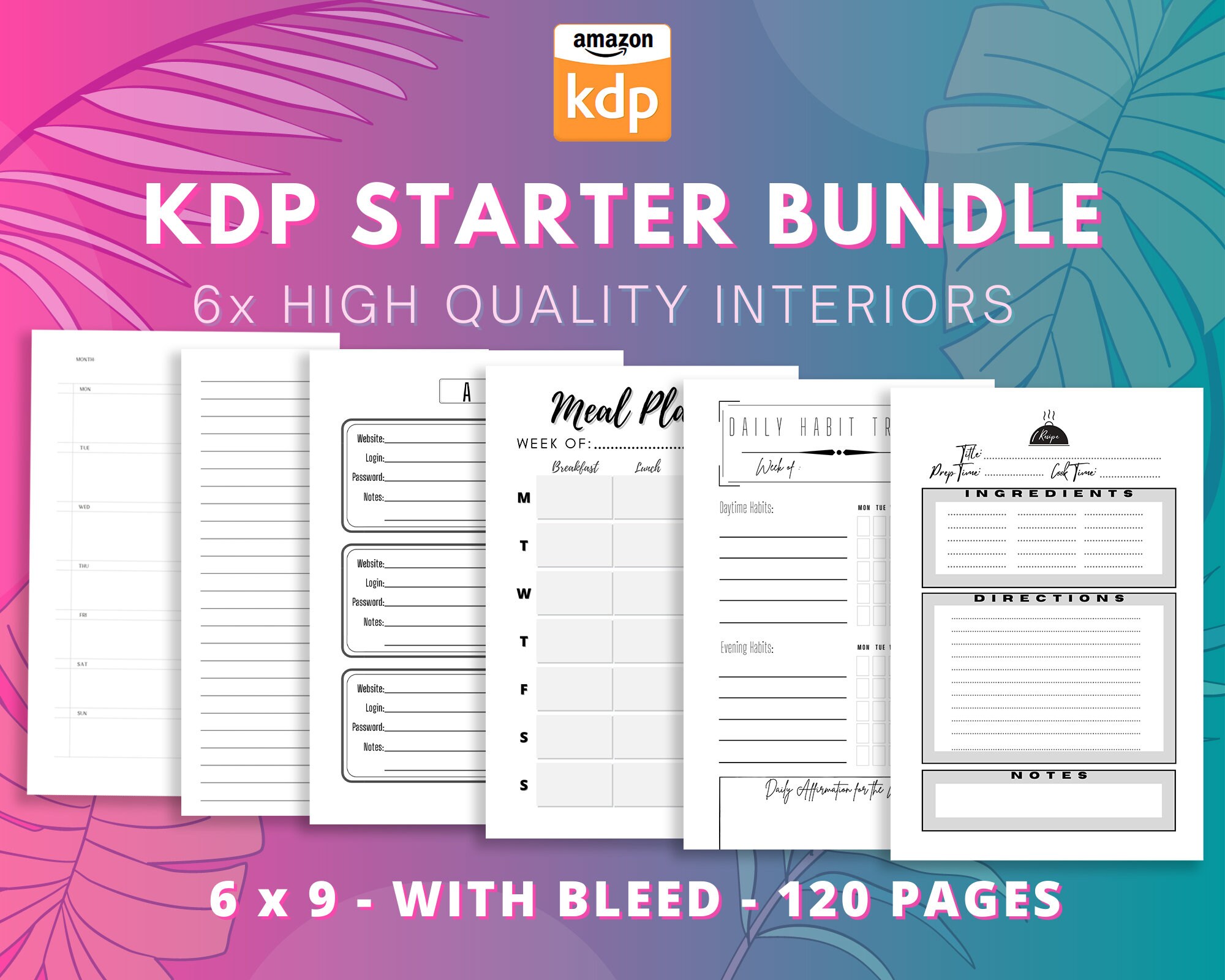 6 KDP Interiors Starter Bundle Amazon Kdp Interiors 6 X 9 Interiors for ...