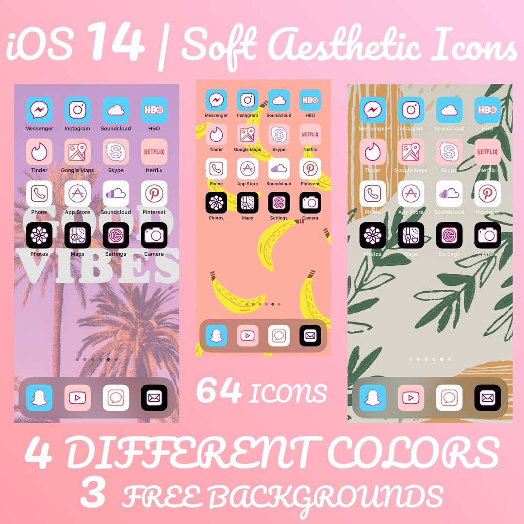 256 Ios 14 Soft Aesthetic Icon Pack / Pink Icons / Blue Icons - Etsy España