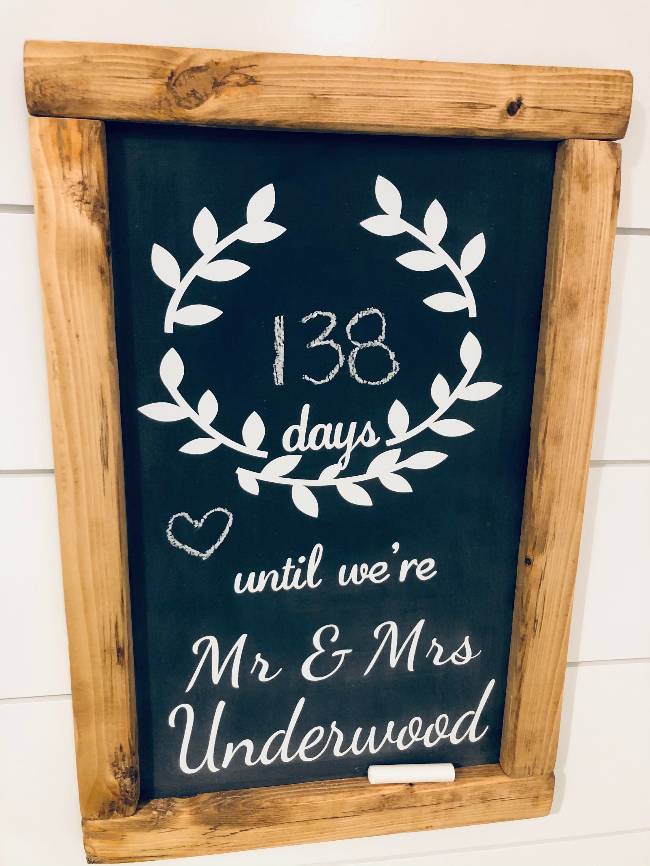 Wedding Countdown Chalkboard Sign Custom Personalized - Etsy