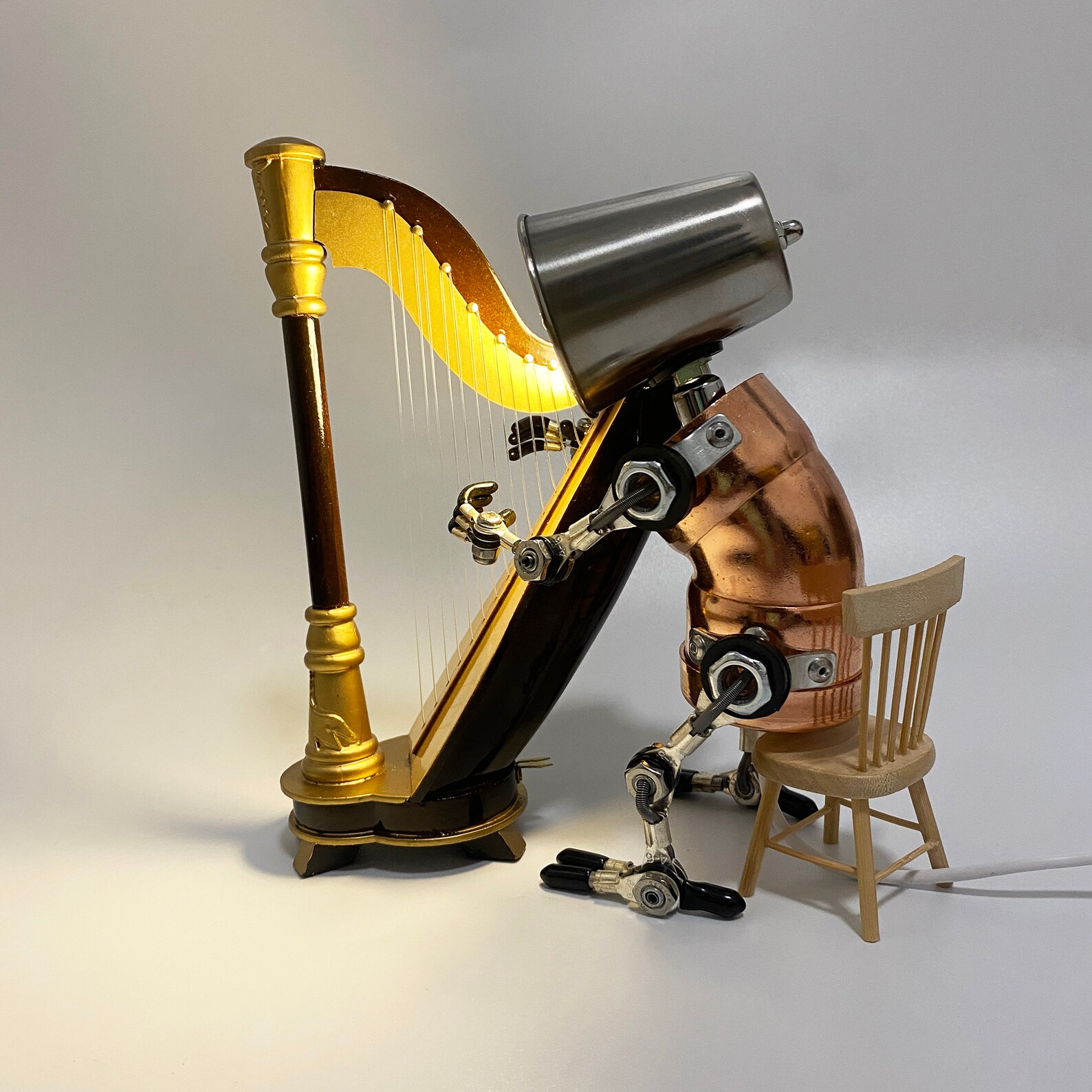 Harp Player Lamp|harpist Desk Lamp|steampunk Robot Lamp|music Studio ...