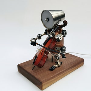 Cello Player Table Lamp|steampunk Robot Lamp|cello Player Gift|gift for ...
