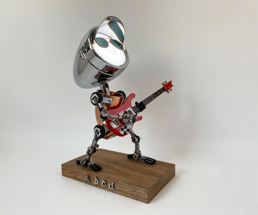 Personalized Metal Bassist Lamp | Steampunk Robot Bass Player Music ...