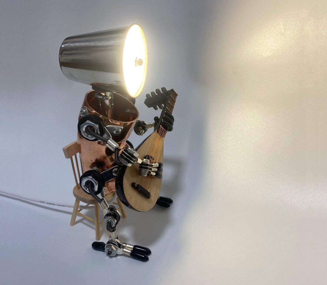 Lute Player Lamp | Music Robot Desk Lamp | Music Studio Decor | Gift ...