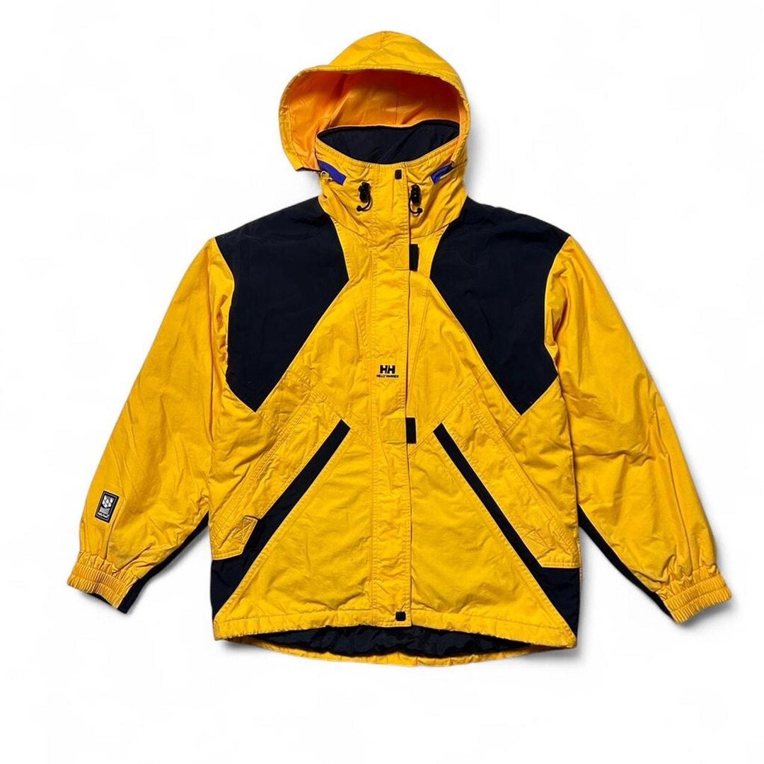 Helly Hansen Helly-tech 90s Vintage Yellow Black Rain Coat Parka Jacket ...