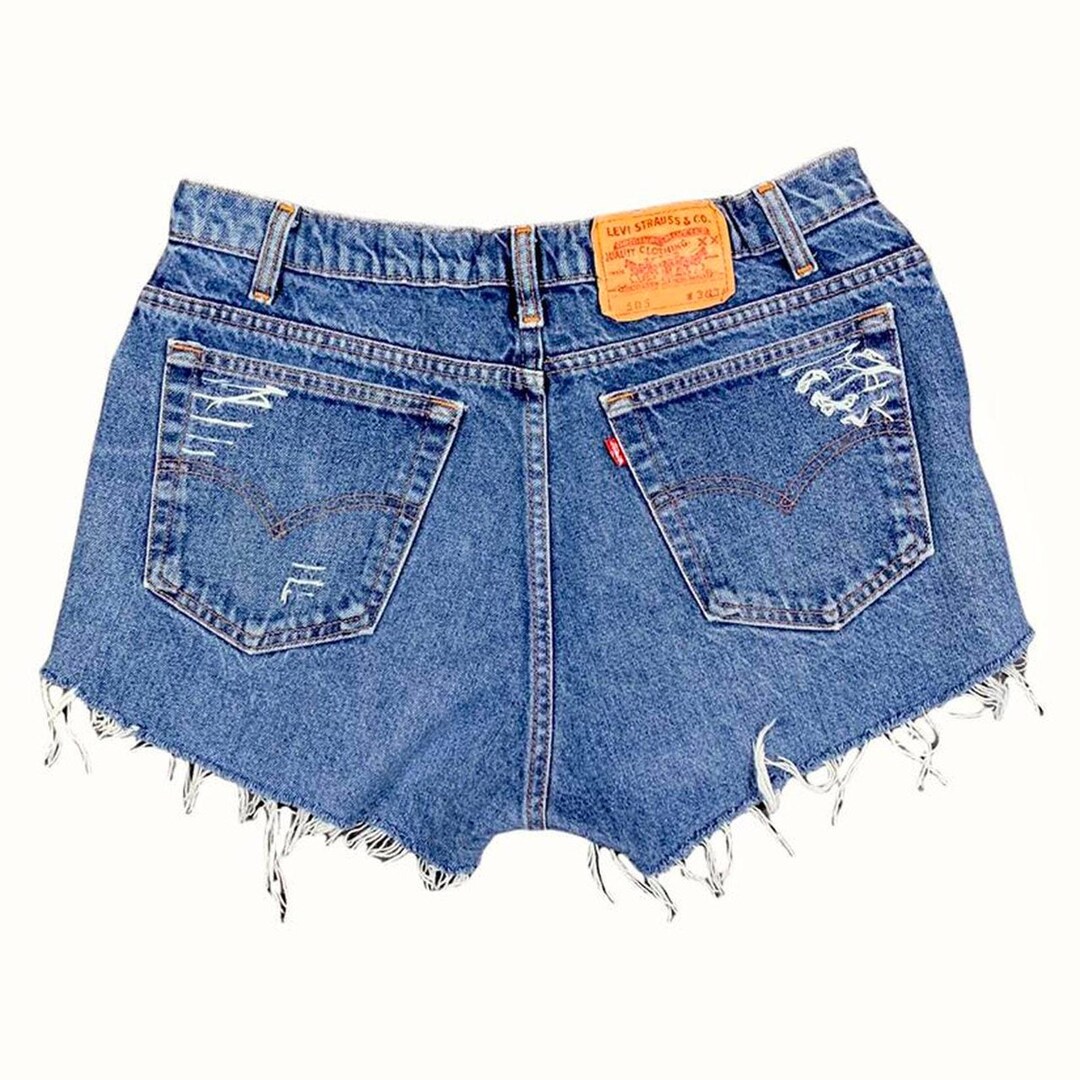 Levis Jeans 505 Vintage 90s Denim Ripped Distressed Cut off Shorts 34 ...