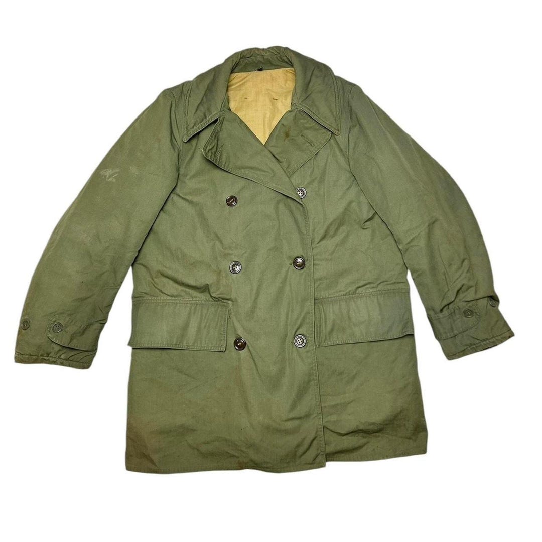 US Civillian WW2 Korea Era Trench Jacket Coat Wool Lined Olive Cotton ...