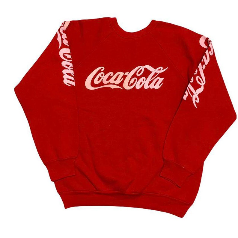 Coca-cola Vintage 80s Red Crewneck Pullover Sweatshirt Streetwear ...