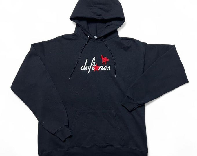 Deftones White Pony Y2k Embroidered Metal Band Hoodie Black Sweatshirt ...