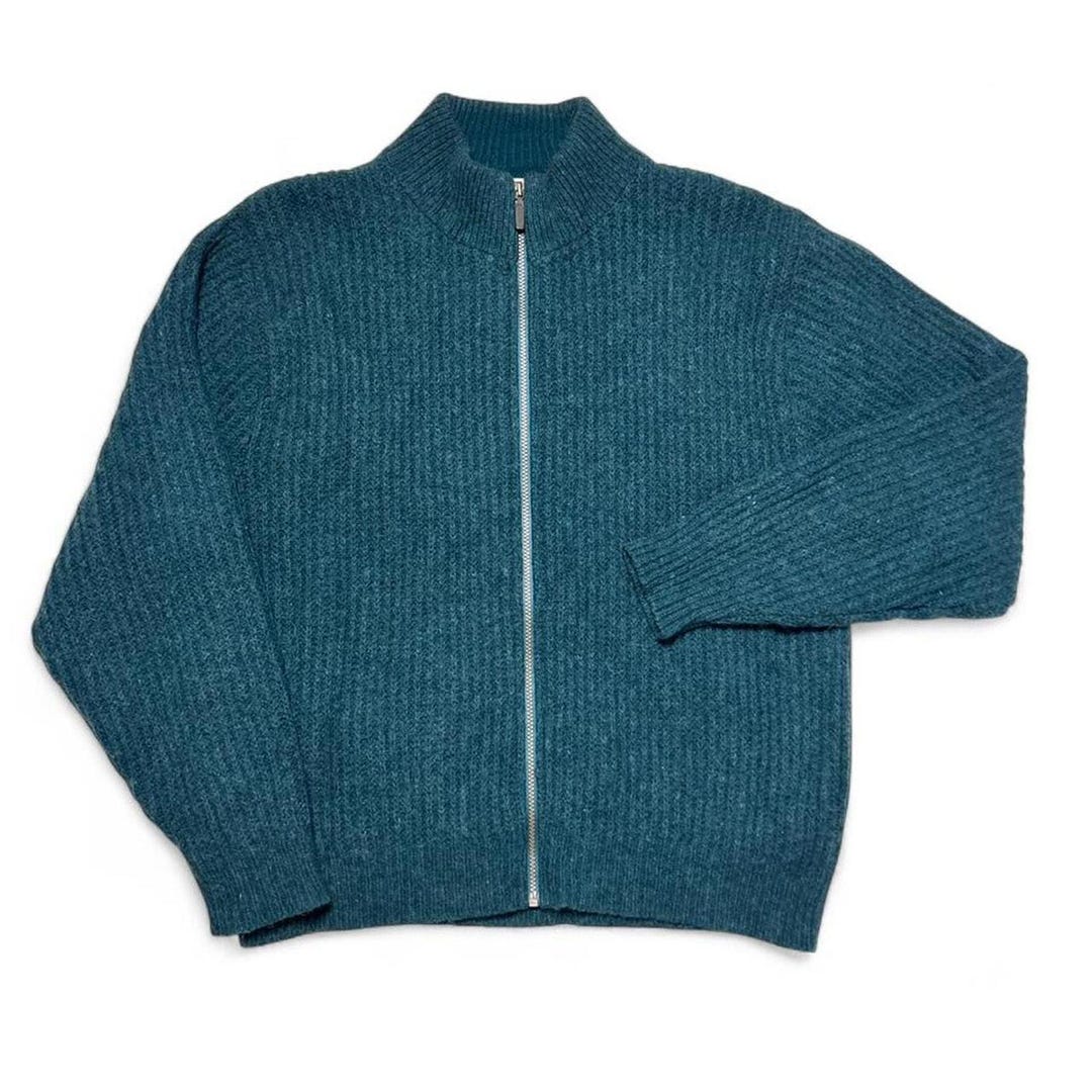 L.L. Bean 80s Vintage USA Made Forest Green Wool Alpaca Cardigan Zip ...