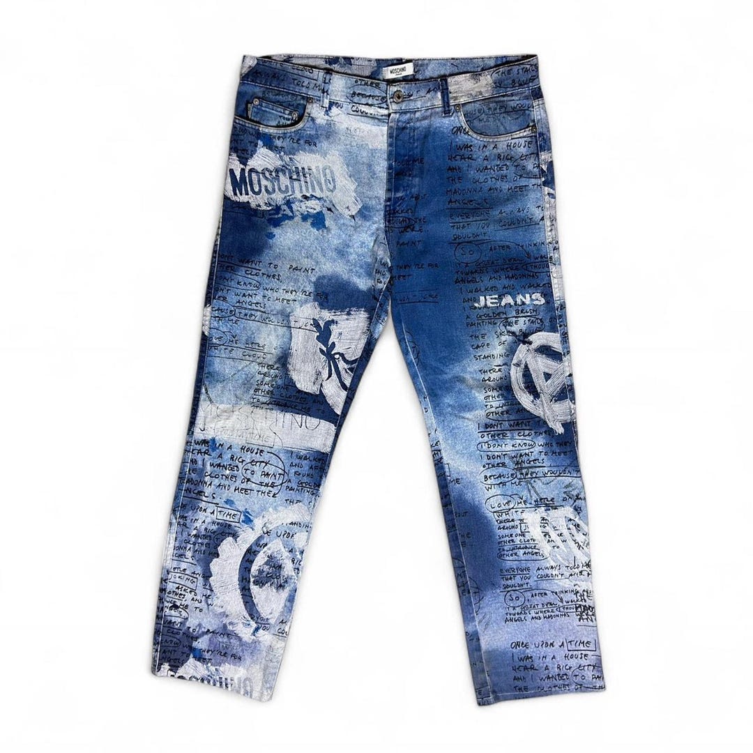Moschino Jeans Made in Italy Vintage 90s Graffiti Painted Denim 36” - Etsy
