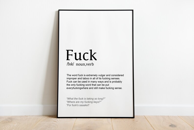 Printable Wall Art,digital Download, Fuck Definition Print, Fuck Print ...