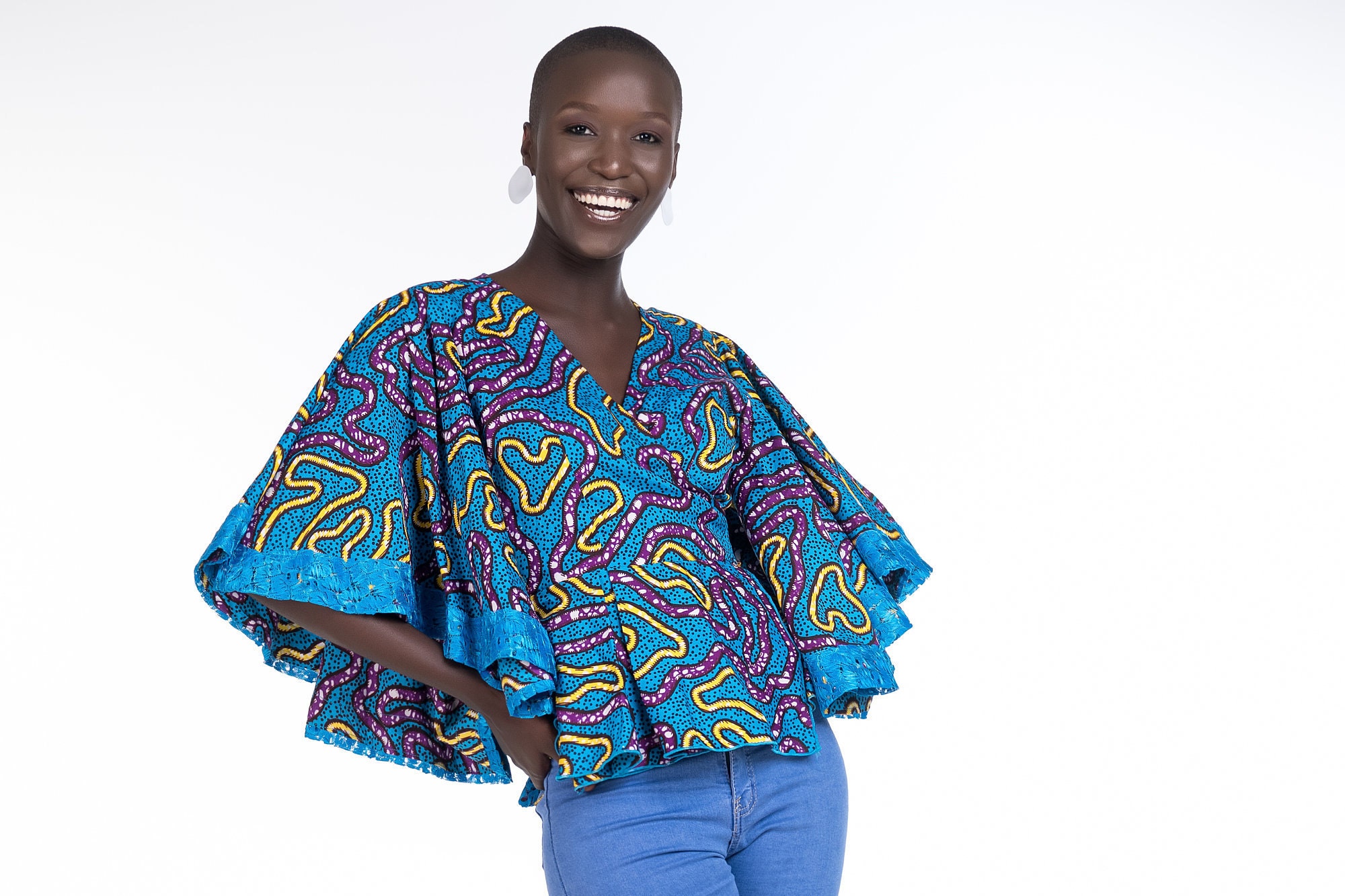 African Print Wrap Top - Etsy