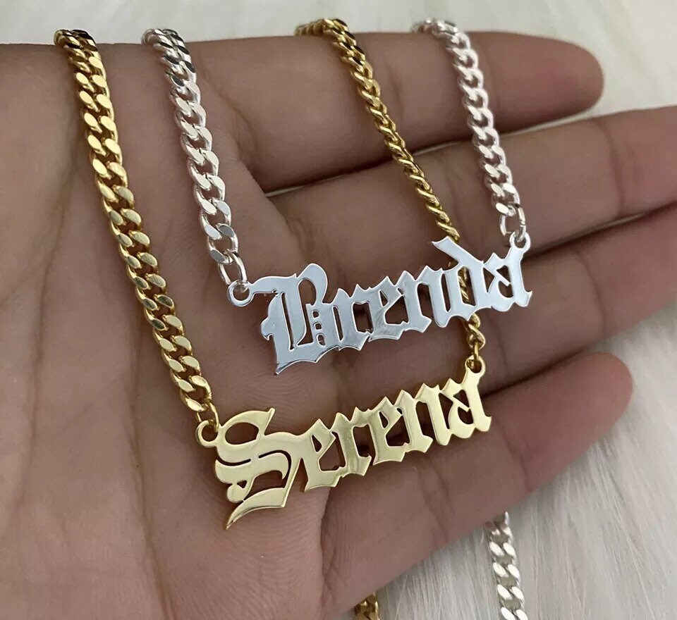 Custom Name Necklace, Cuban Chain, Custom Name Chain - Etsy