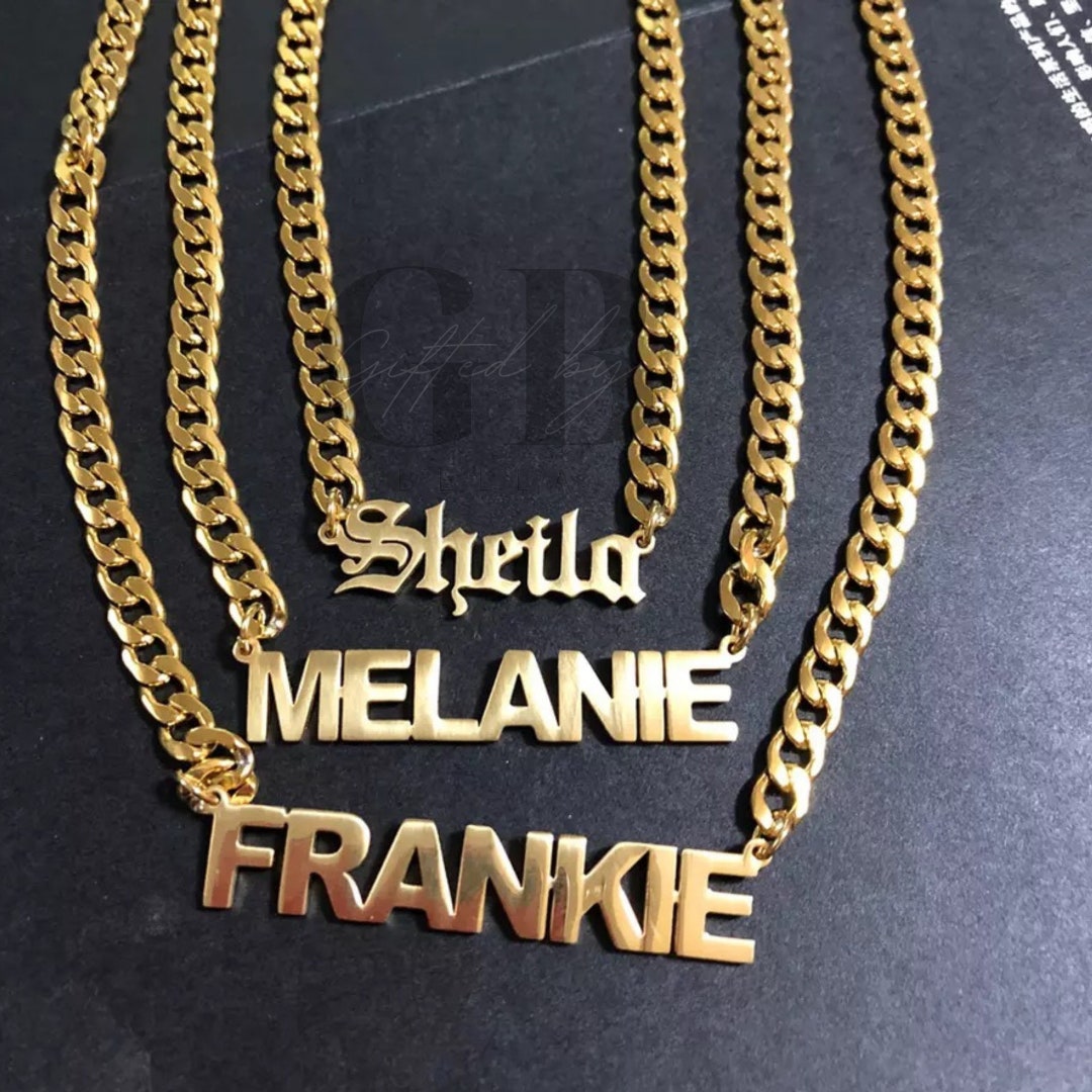 Custom Name Necklace, Cuban Chain, Custom Name Chain - Etsy