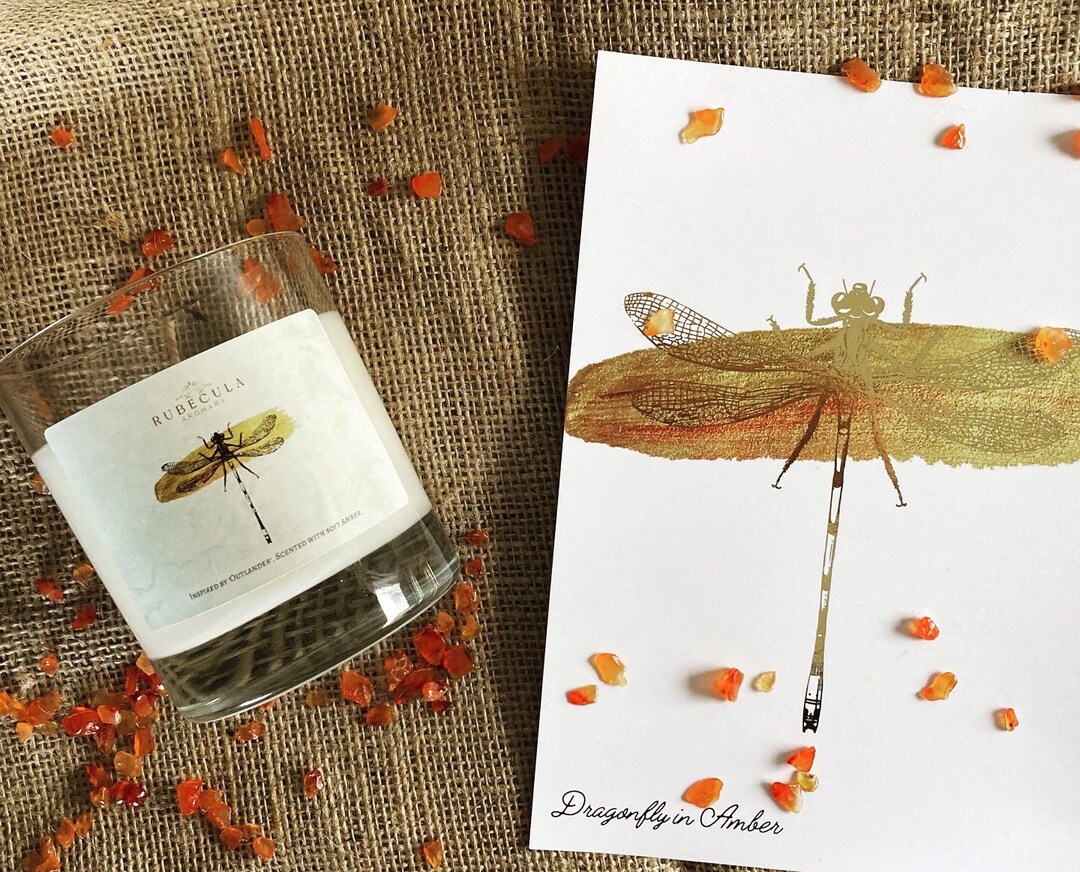 Outlander Inspired Gift Set: Amber Candle & Dragonfly Print - Etsy