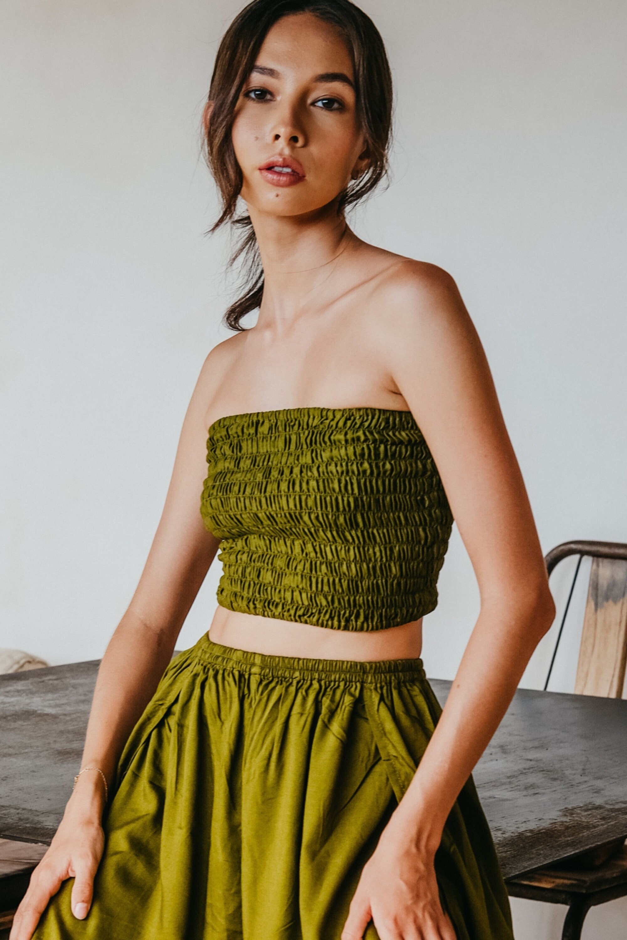Smocked Ruffle Tube Top - Handmade Rayon Strapless Top - Etsy