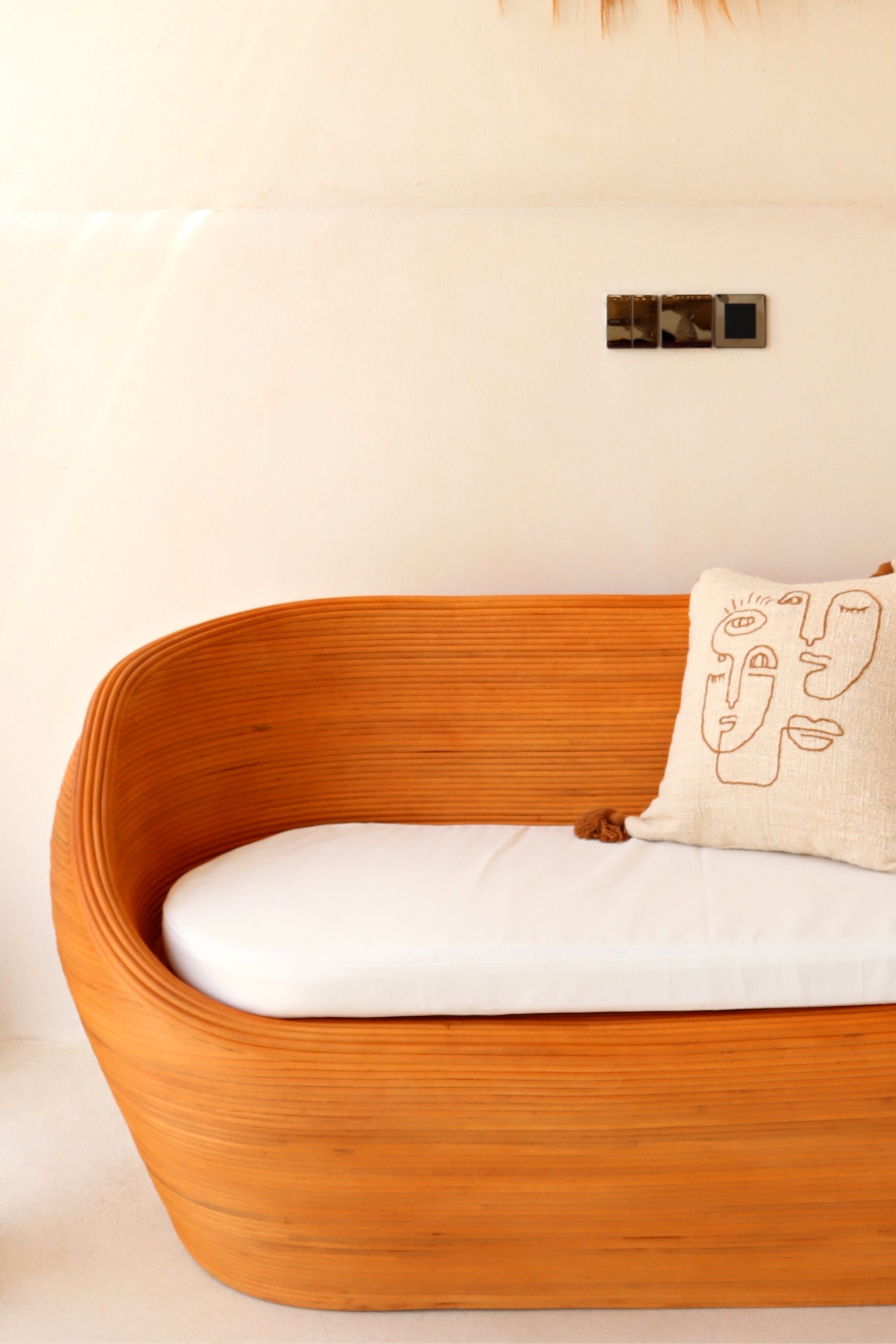 Organic Rattan Oval Shape Sofa and Matching Coffee Table Bundle local ...