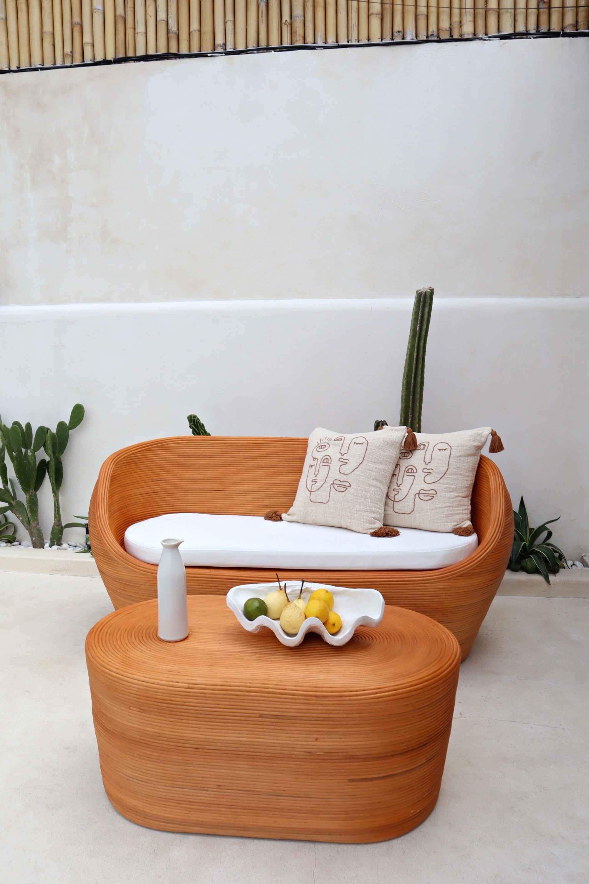 Rattan sofa and coffee table set store