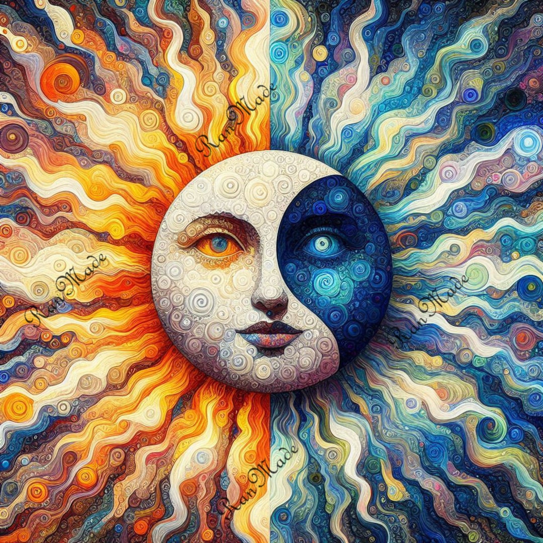 Sun and Moon Fusion Digital Print: Celestial Harmony (digital Download ...