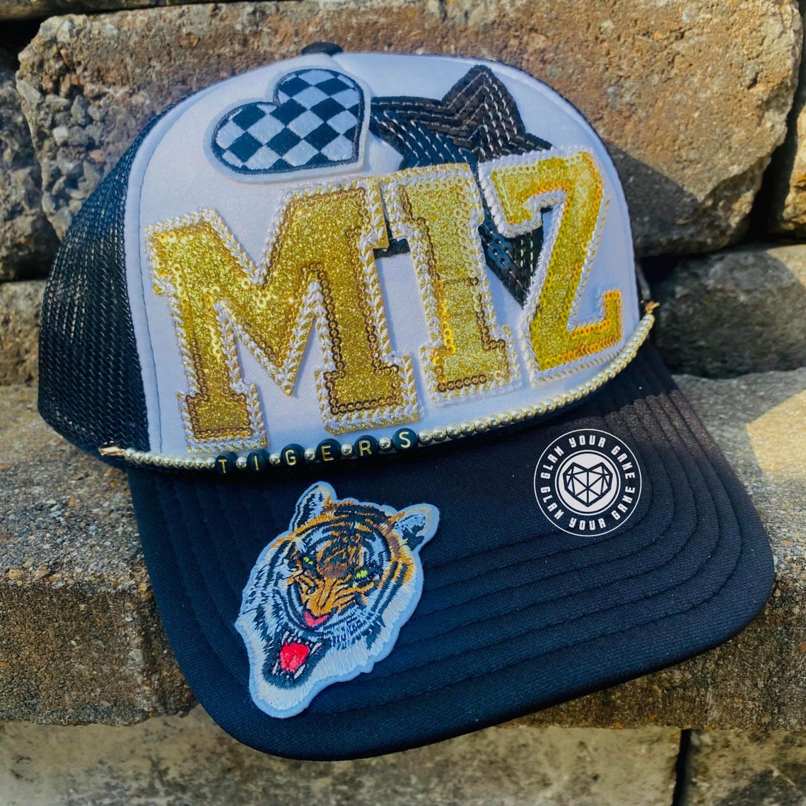 Mizzou Hat, Trucker Hat With Patches and Custom Tiger Chain, MU Hat ...