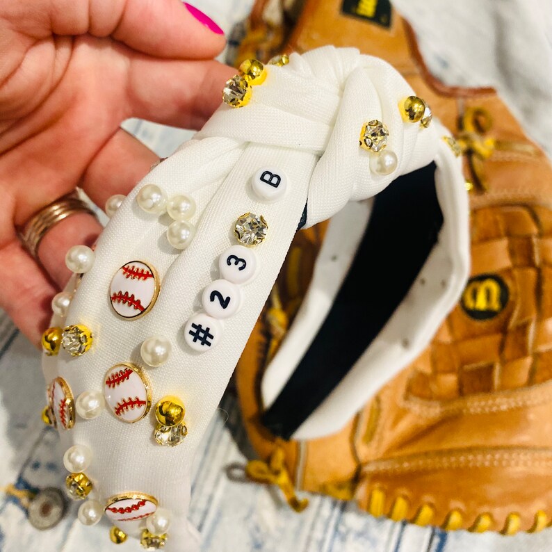 Personalized Baseball Headband, Sports Headband for Women, Girls Beaded ...