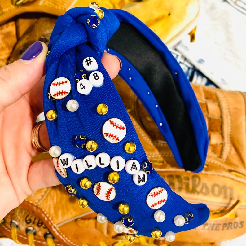 Personalized Baseball Headband, Sports Headband for Women, Girls Beaded ...