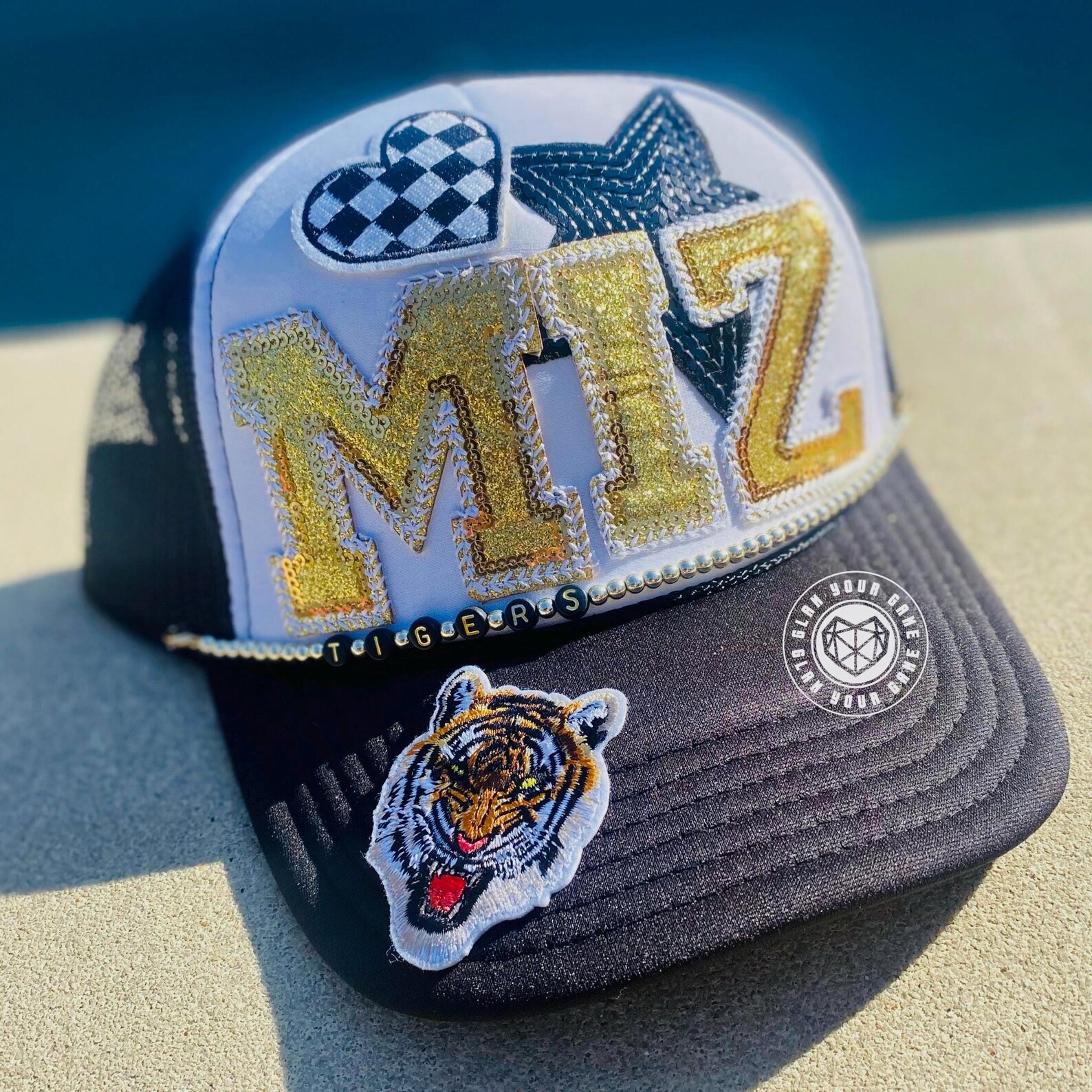 Mizzou Hat, Trucker Hat With Patches and Custom Tiger Chain, MU Hat ...