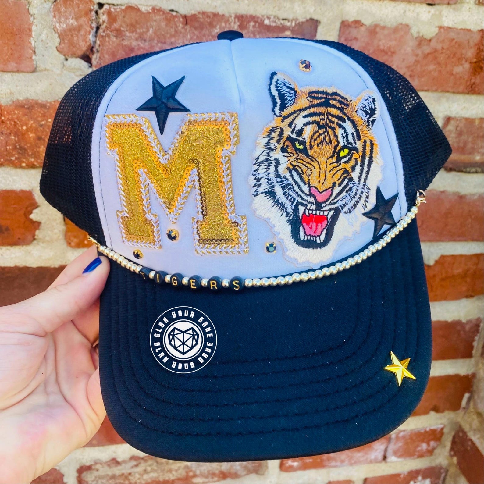 Mizzou Hat, Trucker Hat With Patches and Custom Tiger Chain, MU Hat ...