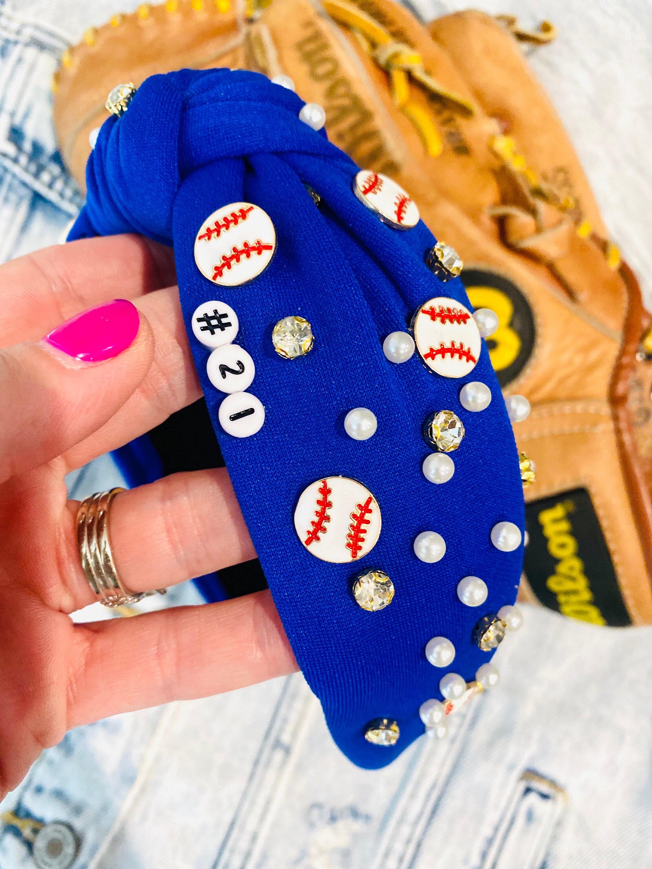 Personalized Baseball Headband, Sports Headband for Women, Girls Beaded ...