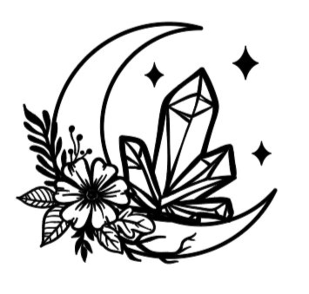 Crystal, Moon, and Flower Decal - Etsy