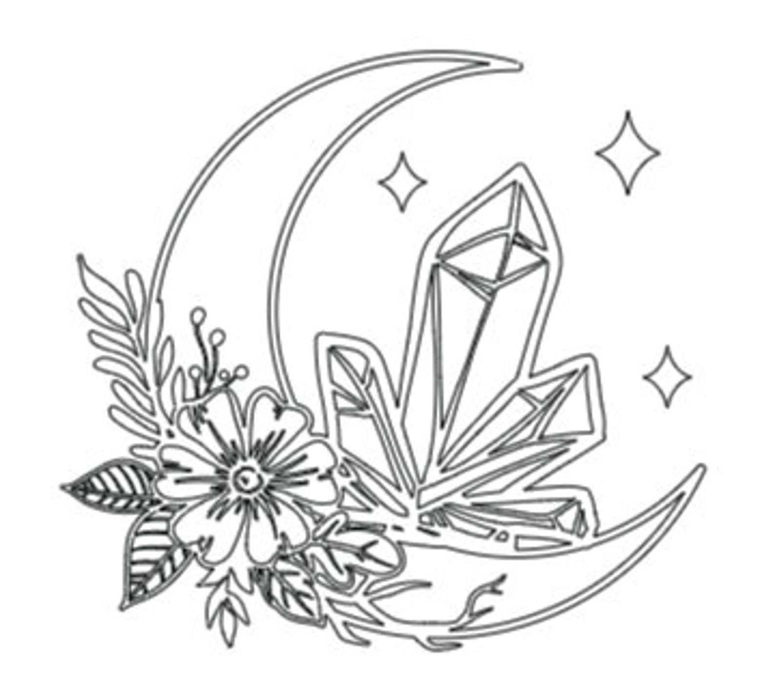 Crystal Moon and Flower Decal | Etsy